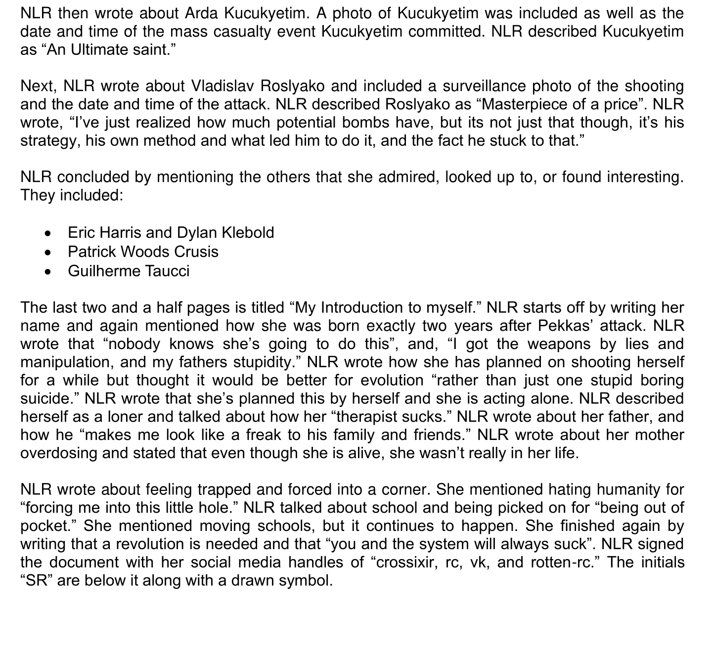 War Against Humanity ⊹ Natalie Rupnow's Manifesto ⊹ crossixir.com